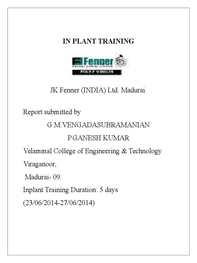 In Plant Training - Report | PDF | Belt (Mechanical) | Mechanical ...