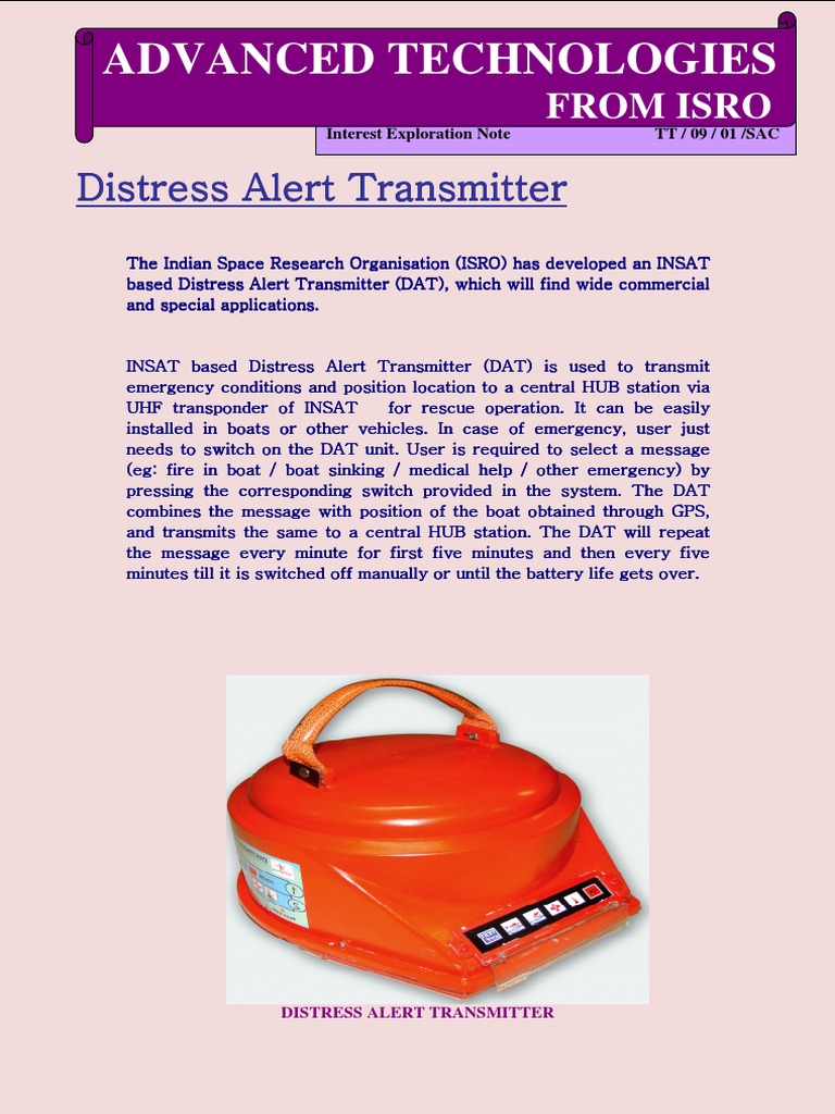 Distress Alert Transmitter | Transmitter | Global Positioning System