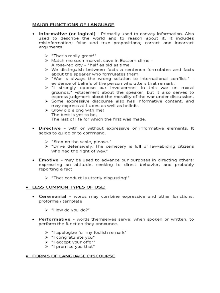 Uses of Language | PDF