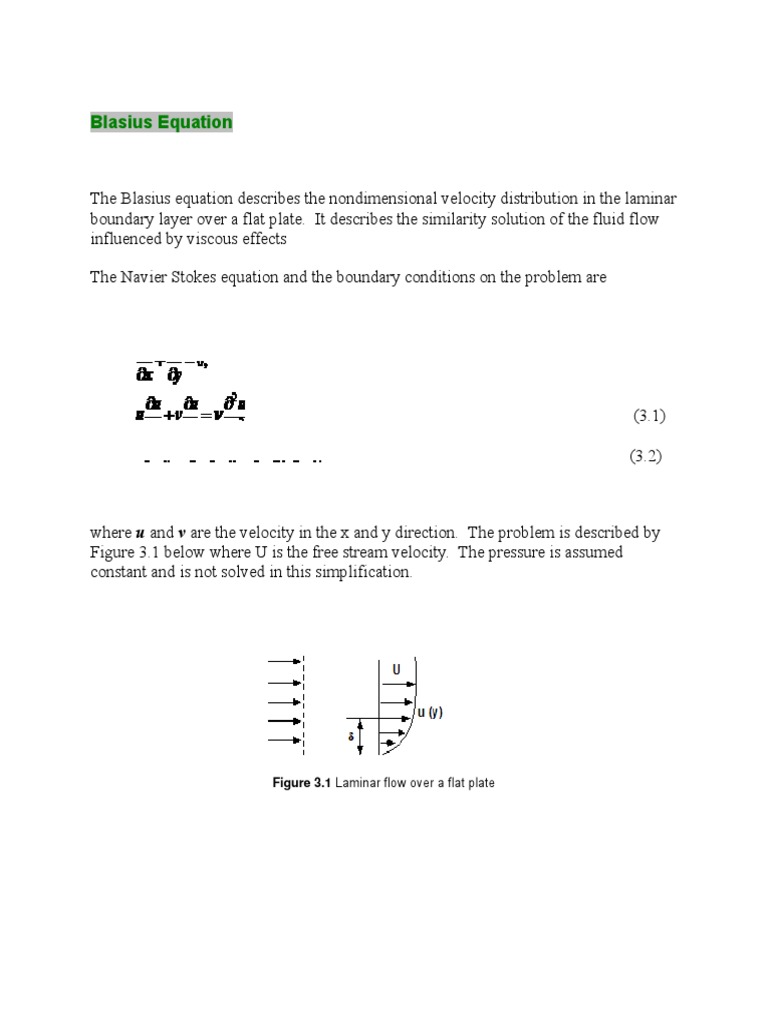 Blasius Equation | PDF | Boundary Layer | Navier–Stokes Equations