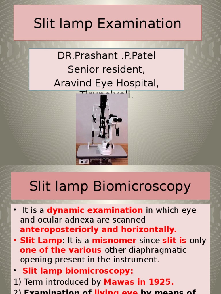 Slitlampexaminationlecture 140828092025 Phpapp02 | PDF | Cornea | Lens ...
