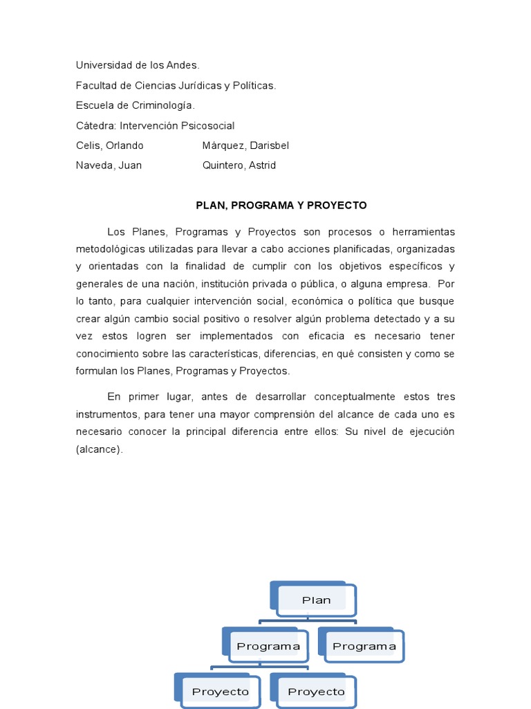 Plan, Programa y Proyecto | PDF | Planificación | Presupuesto