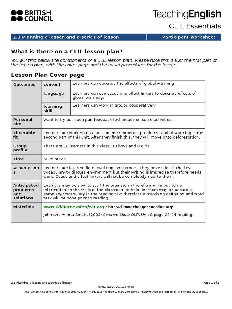 CLIL Essentials: What Is There On A CLIL Lesson Plan? | PDF | Lesson Plan | Epistemology