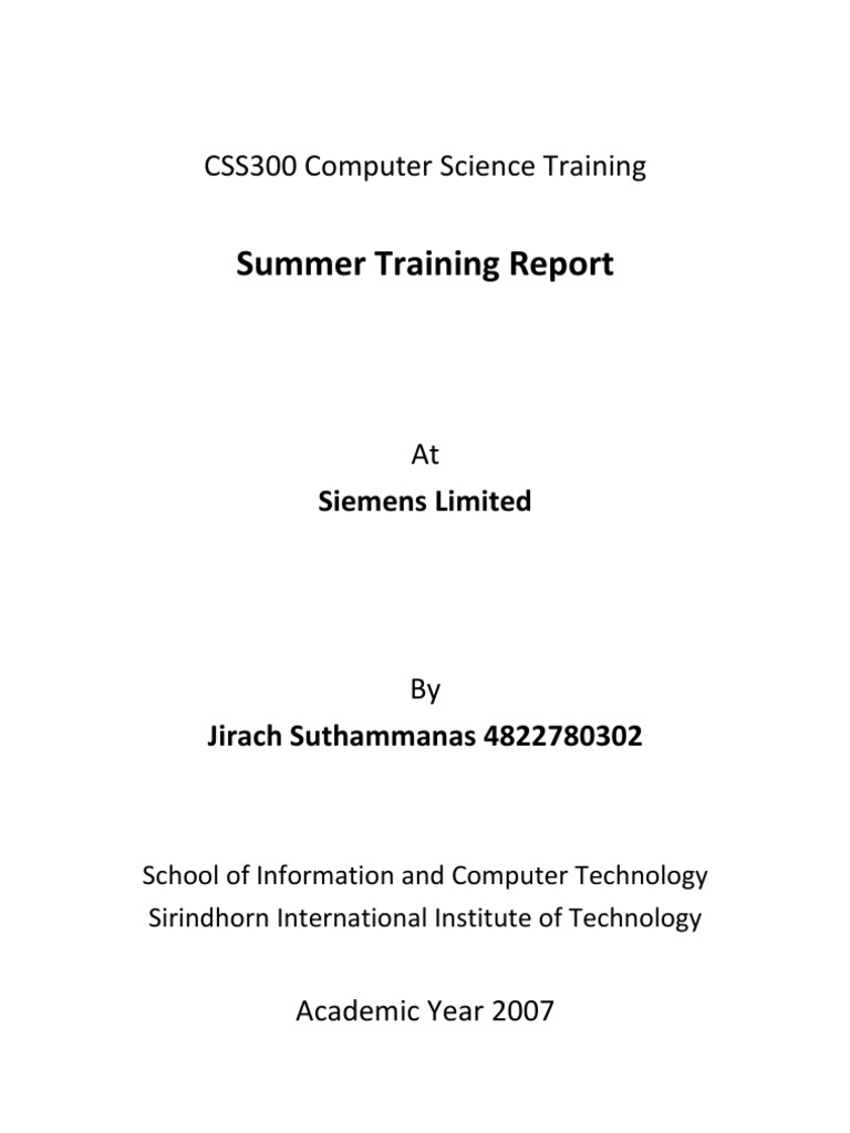 Summer Internship Report | PDF | Siemens | Sap Se