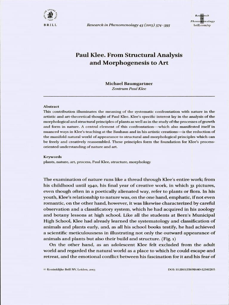 Klee Structure Morphogenesis - Baumgartner | PDF | Cubism | Wassily Kandinsky