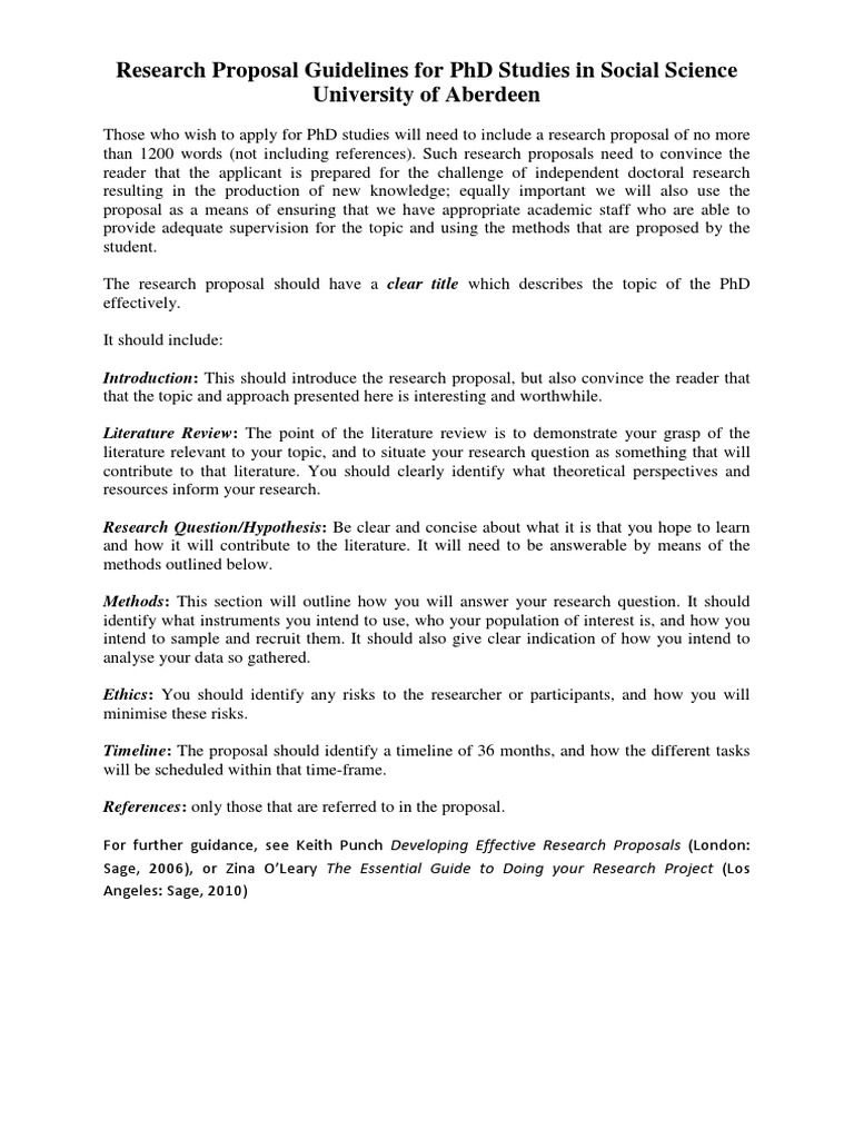Research Proposal Guidelines For PHD Studies in Social Science | PDF