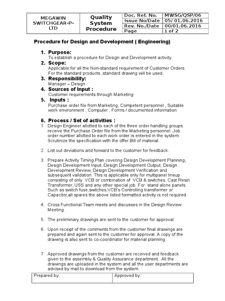 Design and Development Procedure Guide | PDF | Verification And ...