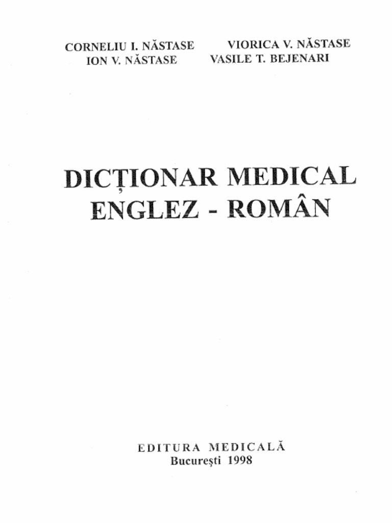 Dictionar Medical Englez-Roman PDF | PDF