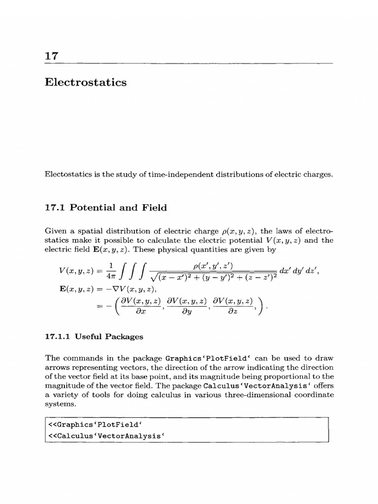 17 Electrostatics: 17.1 Potential and Field | PDF | Electrostatics | Euclidean Vector