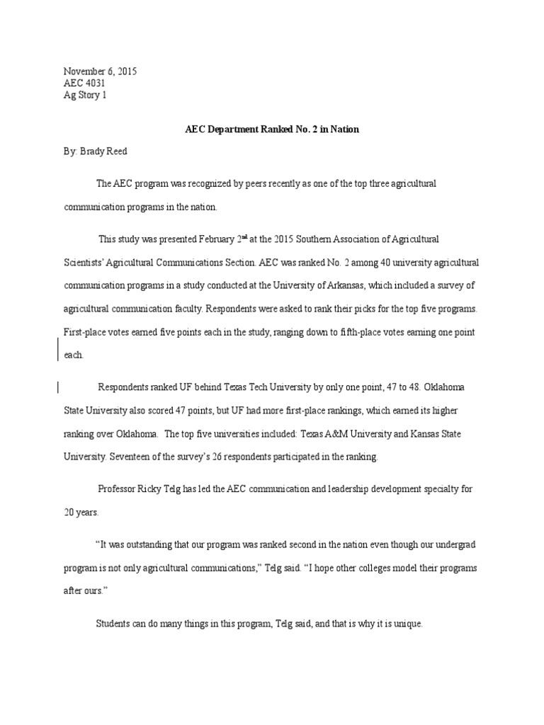 AEC Department Ranked No. 2 in Nation | PDF | Sharing | Academia