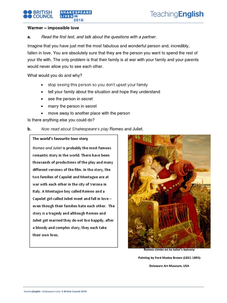 Romeo and Juliet - Worksheet | PDF | Characters In Romeo And Juliet ...