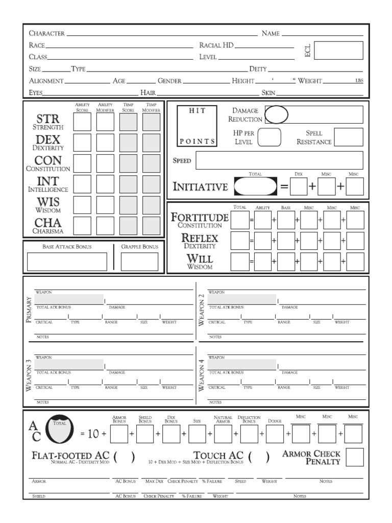 8 Page Character Sheet PDF | PDF
