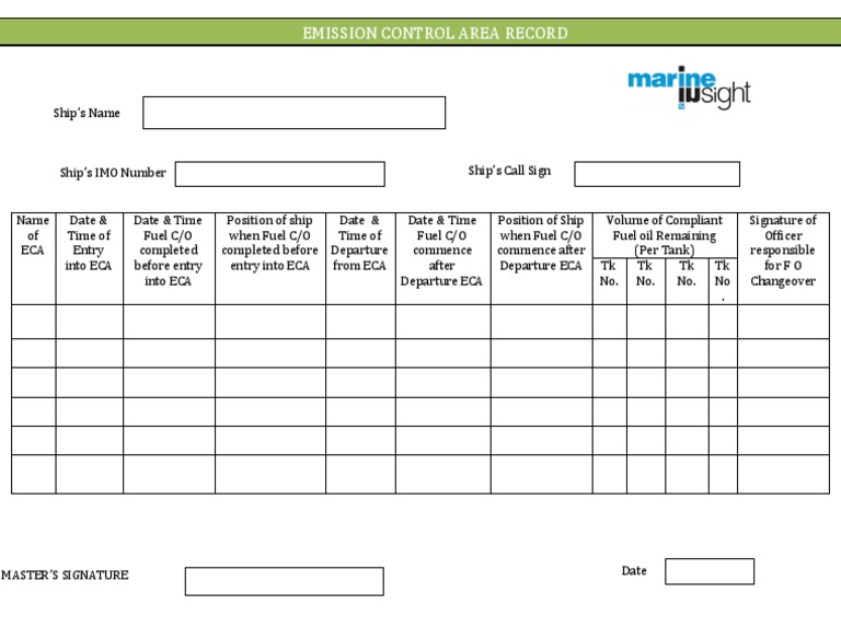 ECA Fuel Changeover Record Form | PDF
