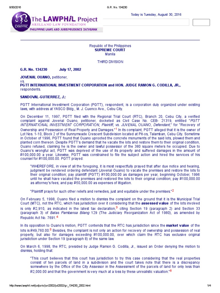 25 Ouano v. PGTT | PDF | Courts | Public Sphere