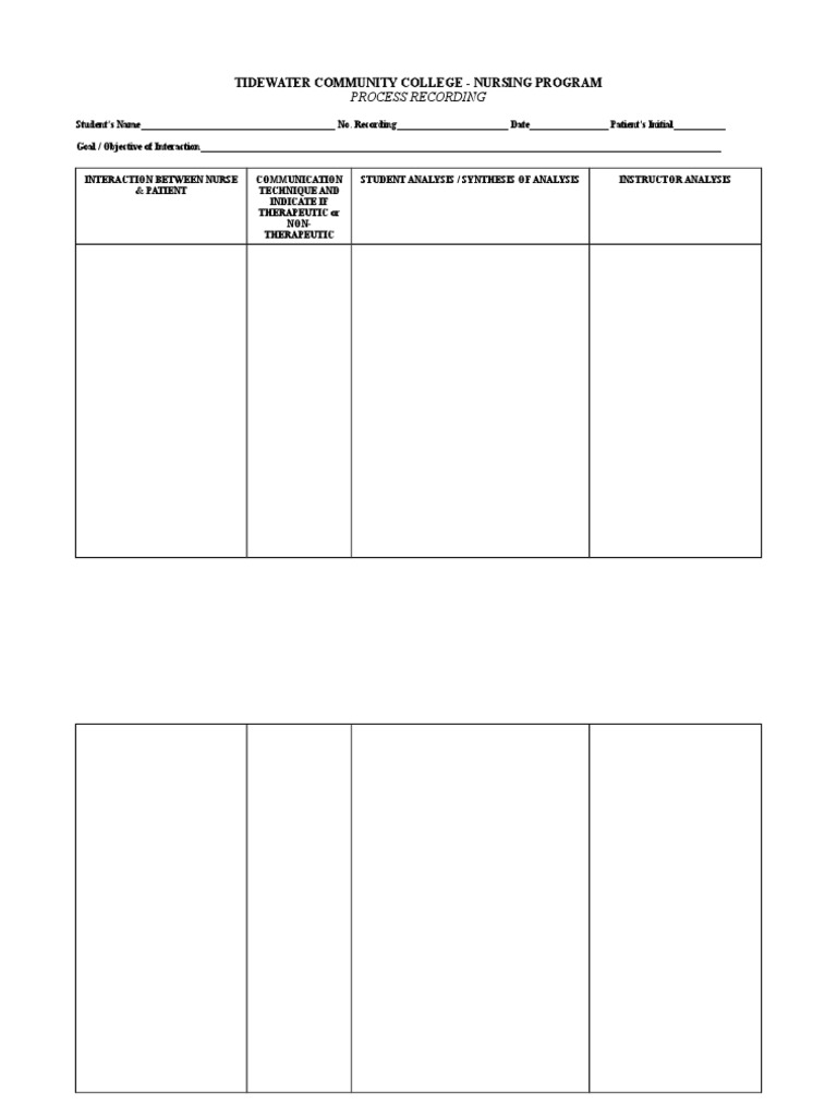 Process Recording Form | PDF