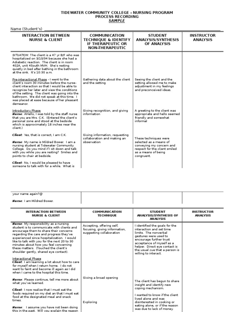 Process Recording Sample | PDF | Nonverbal Communication ...