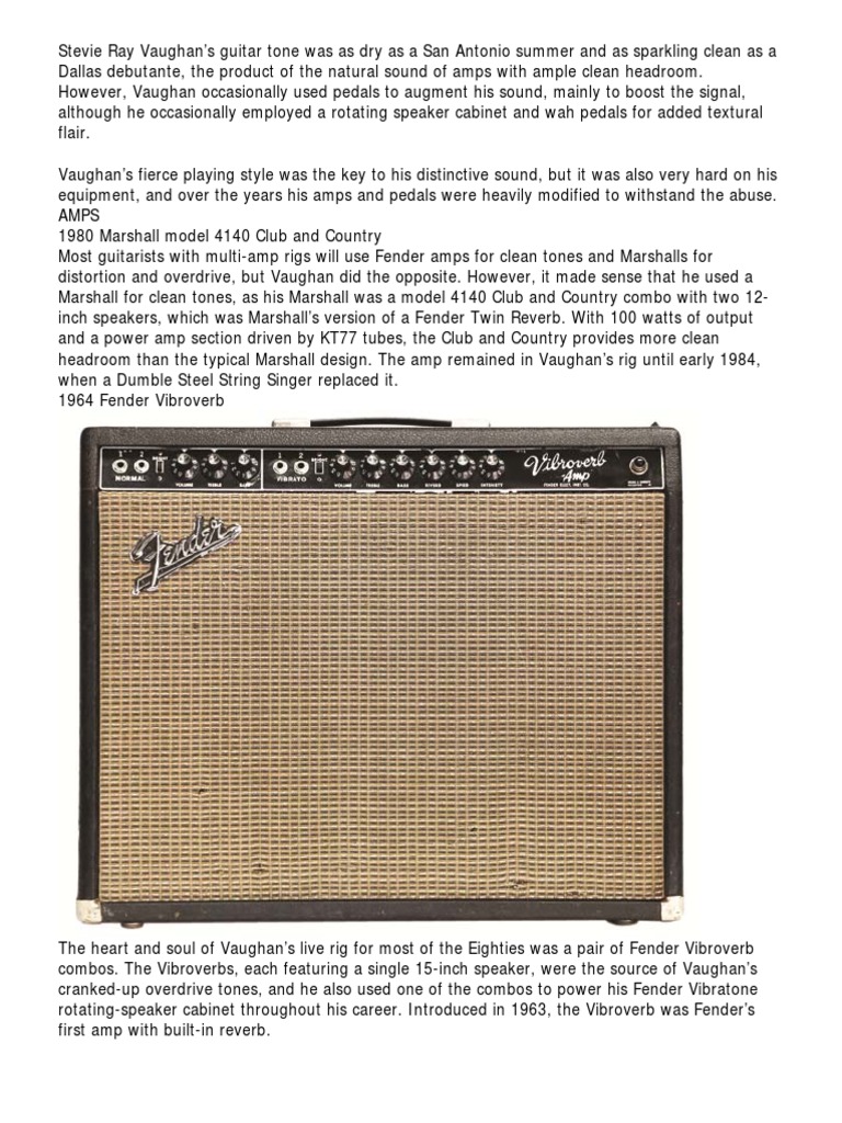 Stevie Ray Vaughan's Amp and Pedal Setup | PDF | Irish Musical ...