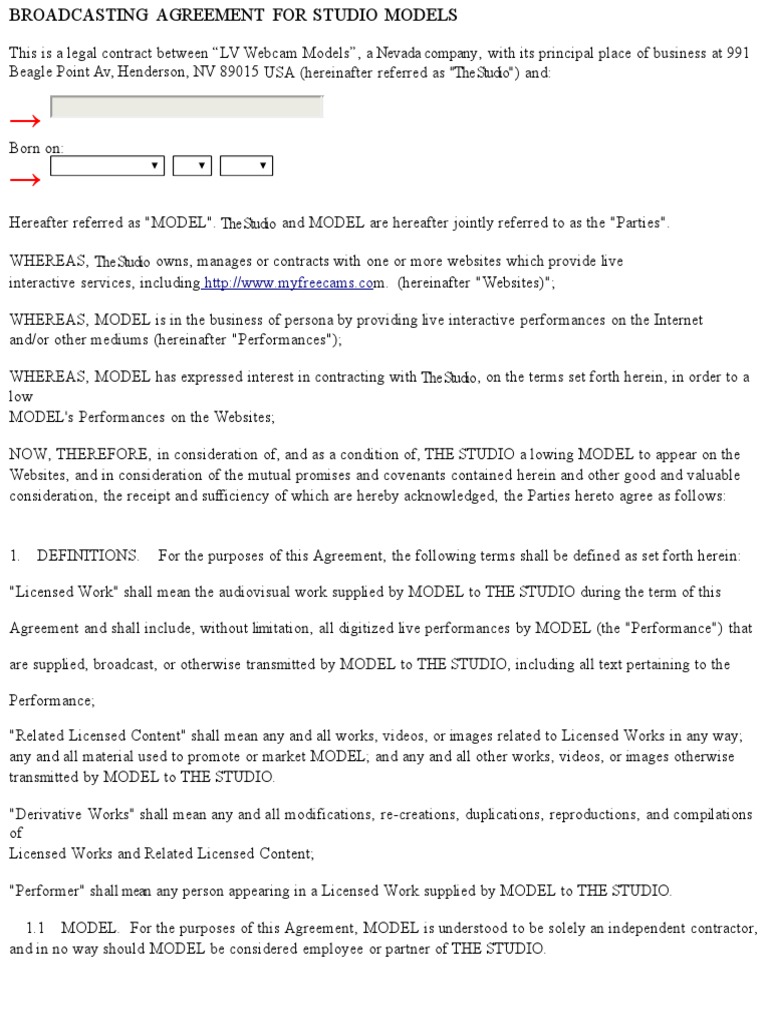 Broadcasting Agreement For Studio Models MFC | PDF | Damages | Arbitration