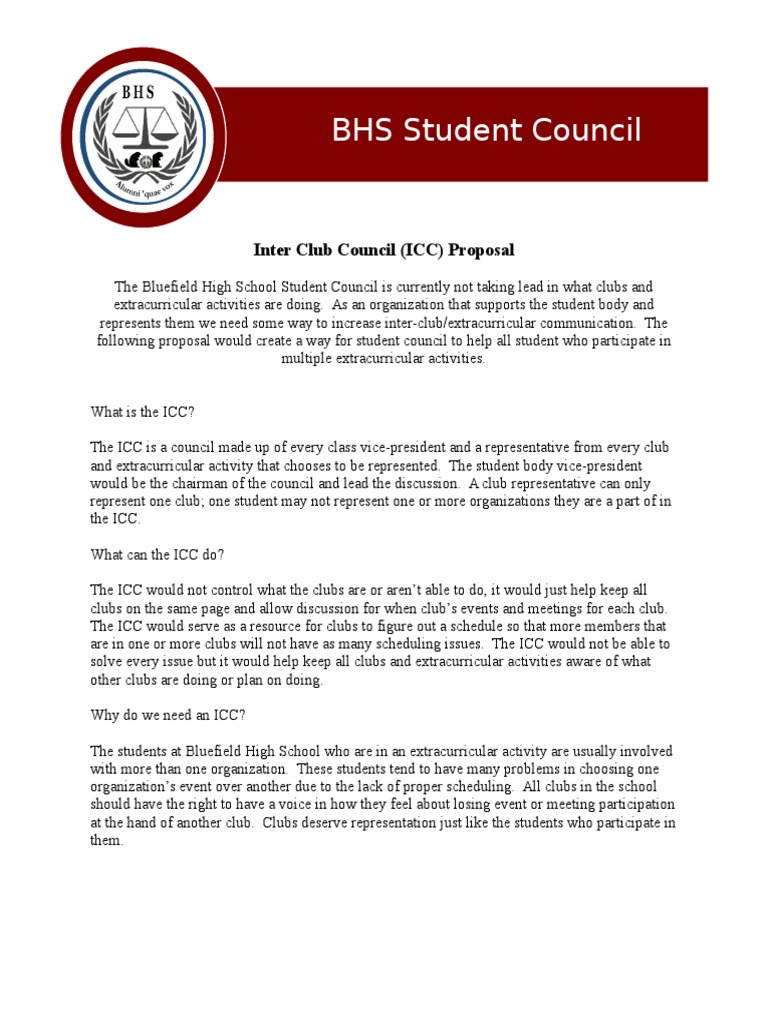 Inter Club Council Proposal | PDF | Cognition | Schools
