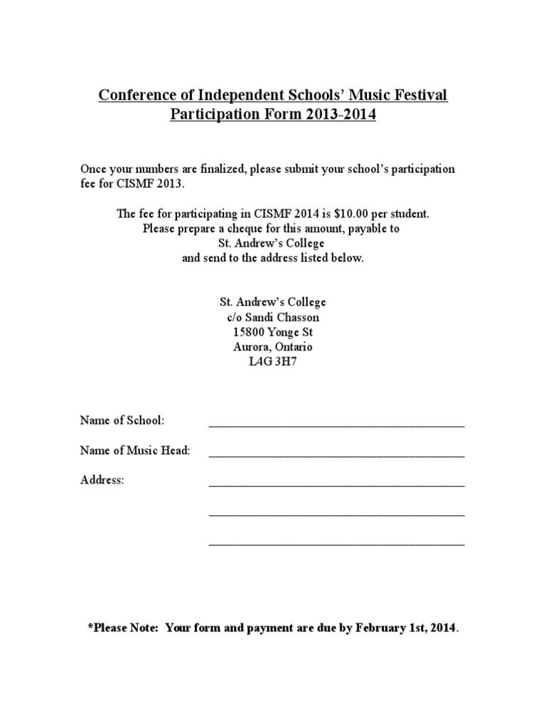 CISMF 2014 Participation Form | PDF