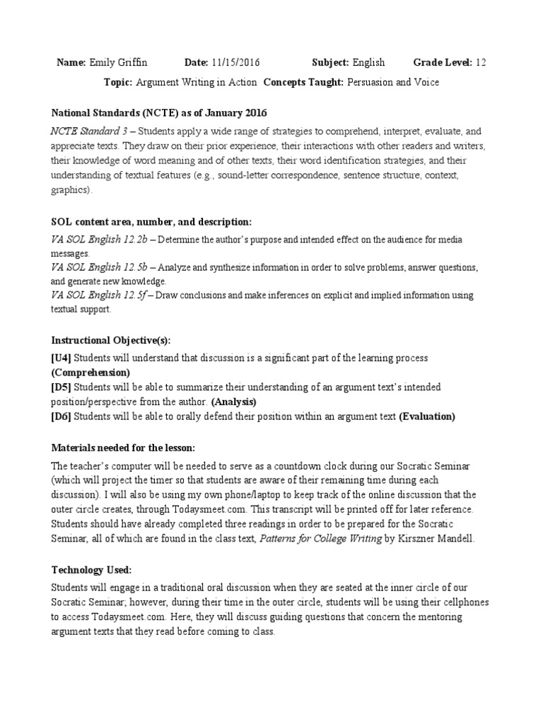 Argument Lesson Socratic Seminar | PDF | Cognitive Science | Epistemology