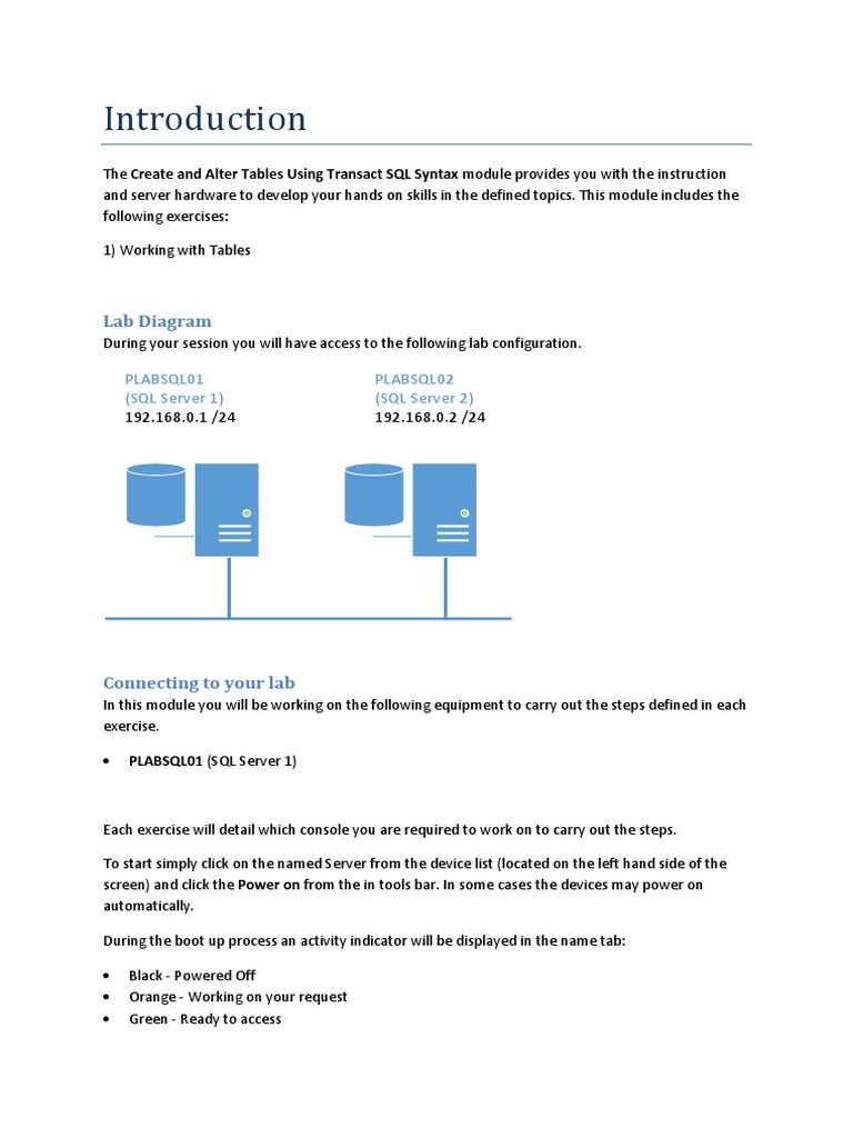 70-461 - 1 - Create and Alter Tables Using Transact SQL Syntax | PDF ...