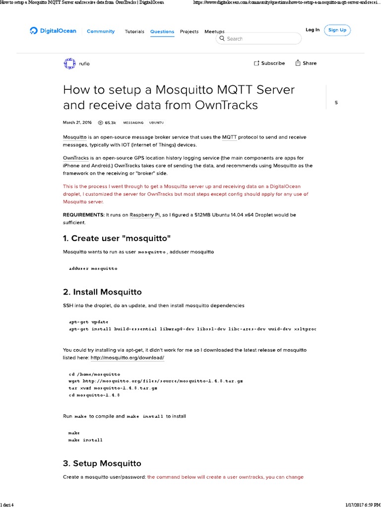 How To Setup A Mosquitto MQTT Server Digitalocean | PDF