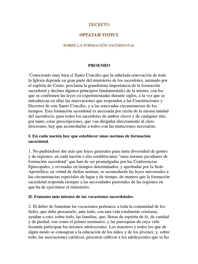 Optatam Totius | PDF | Seminario | Sacerdote