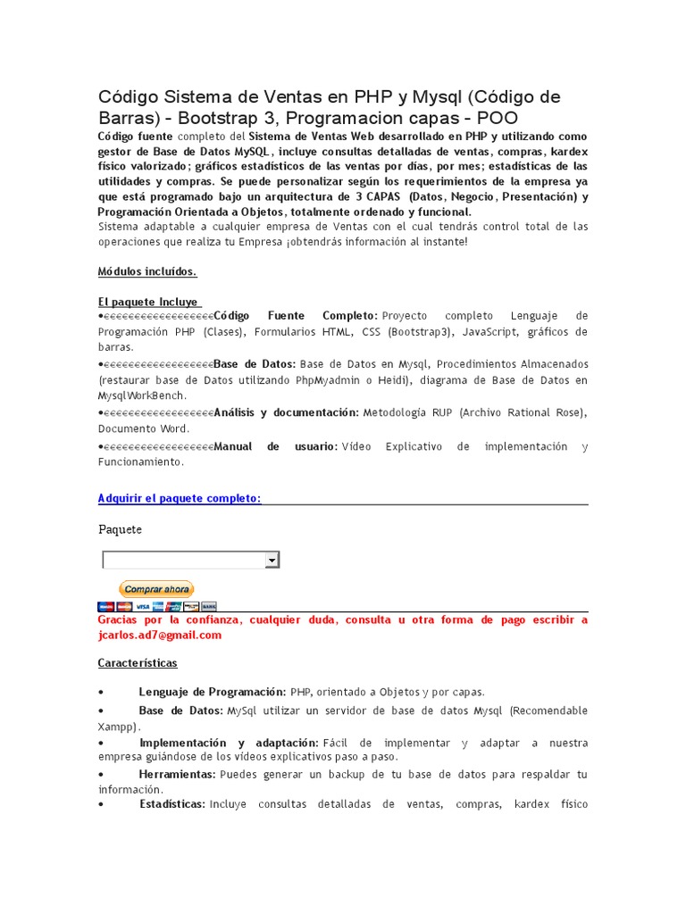 Sistema de Ventas en PHP y Mysql (Código de Barras) - Bootstrap 3 ... Sistema de Ventas en PHP y Mysql (Código de Barras) - Bootstrap 3 ...