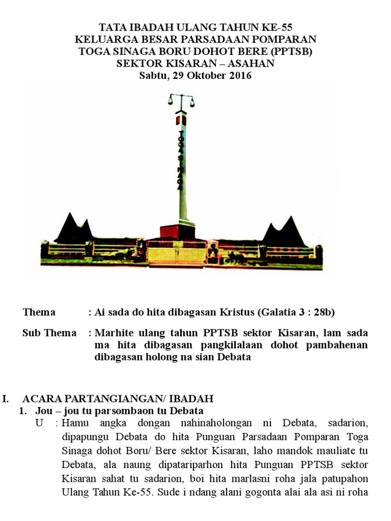 Tata Ibadah Ulang Tahun PPTSB | PDF