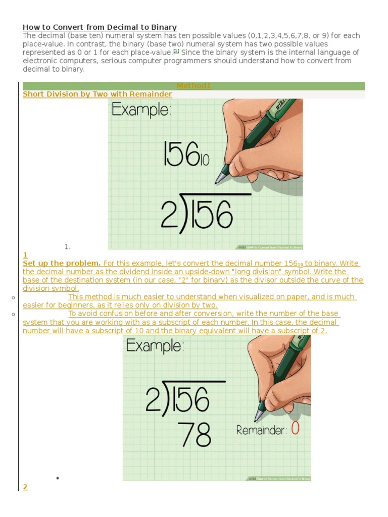Convert Decimal to Binary in 2 Steps | PDF | Division (Mathematics ...