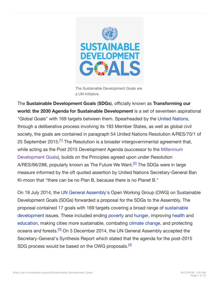 Overview of Sustainable Development Goals | PDF | Economic Development ...