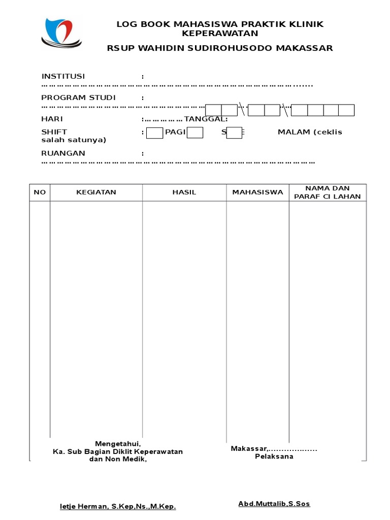 Log Book Mahasiswa Praktik Klinik Keperawatan | PDF