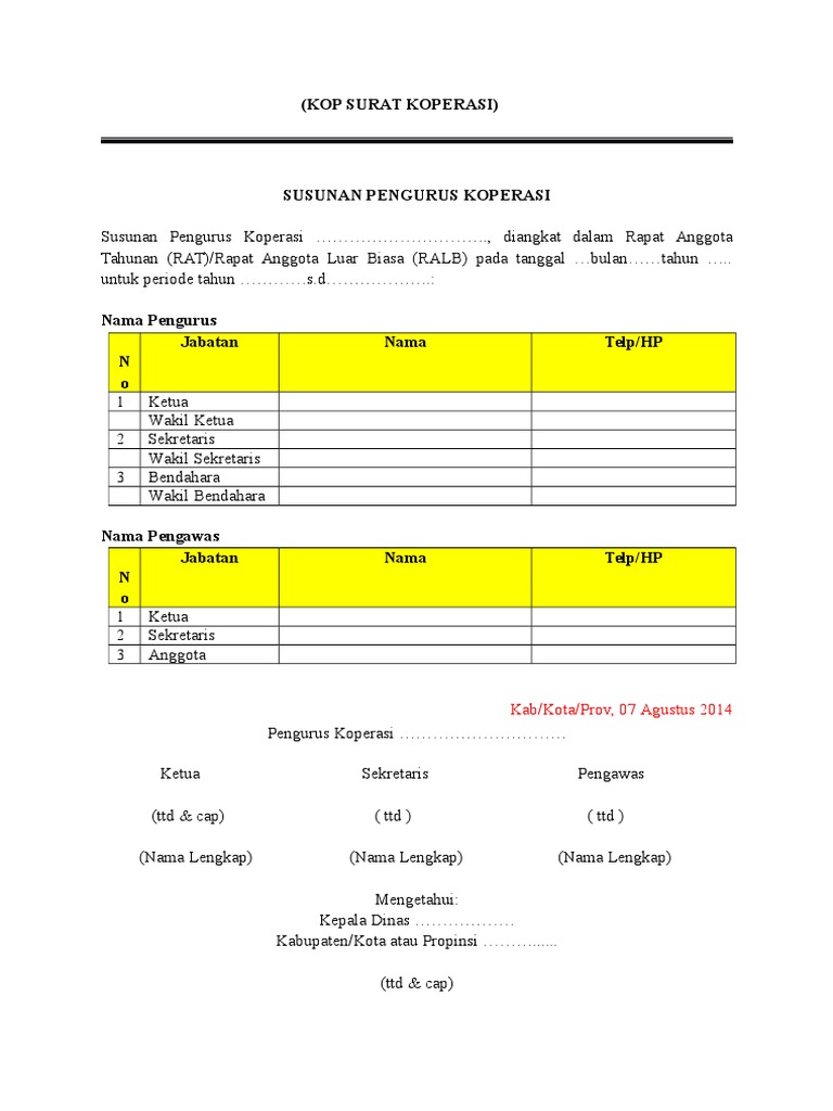 Format Susunan Pengurus | PDF