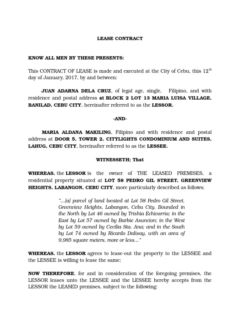 Contract of Lease | PDF | Lease | Common Law