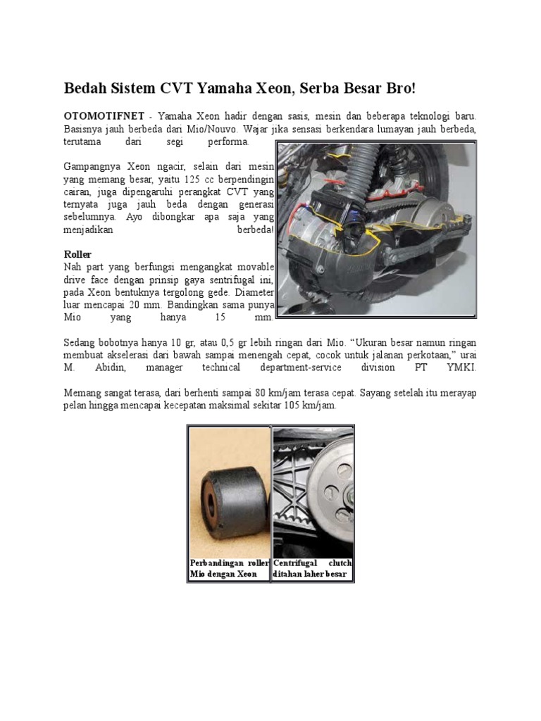 Bedah Sistem CVT Yamaha Xeon | PDF