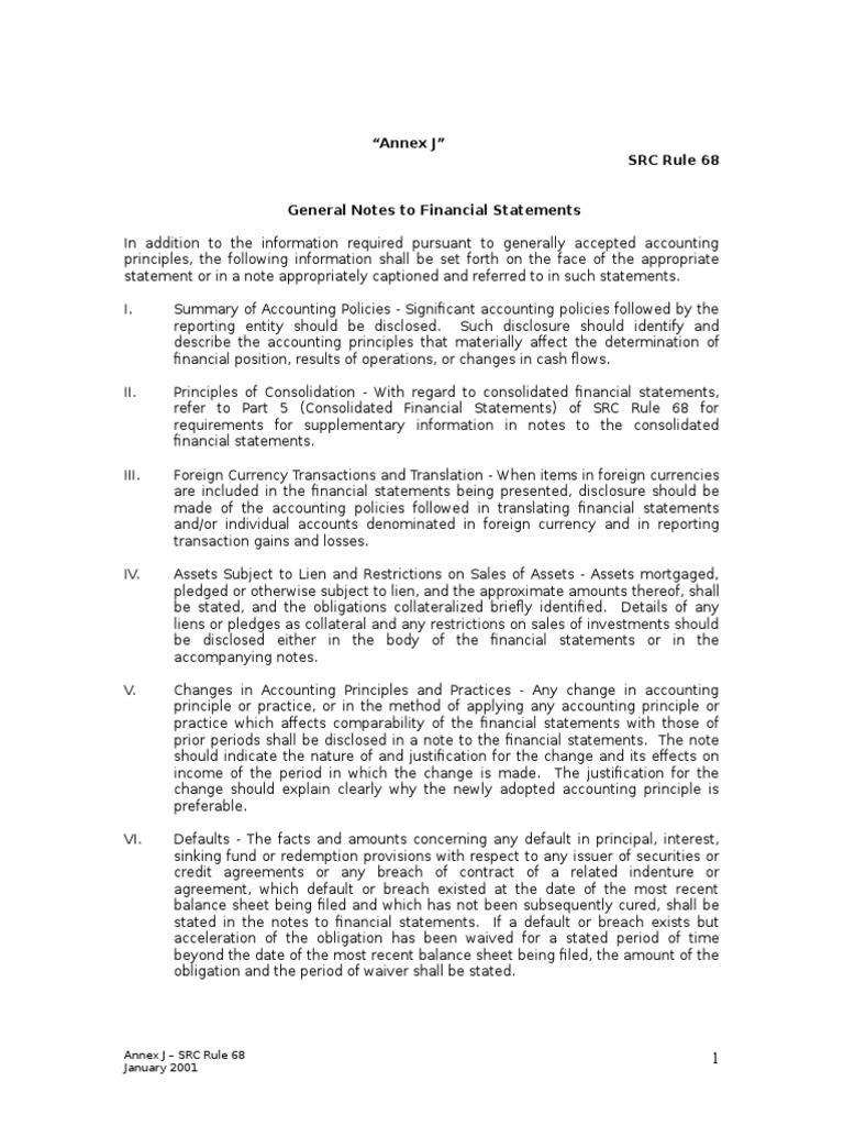 Annex J - SRC Rule 68 January 2001 | PDF