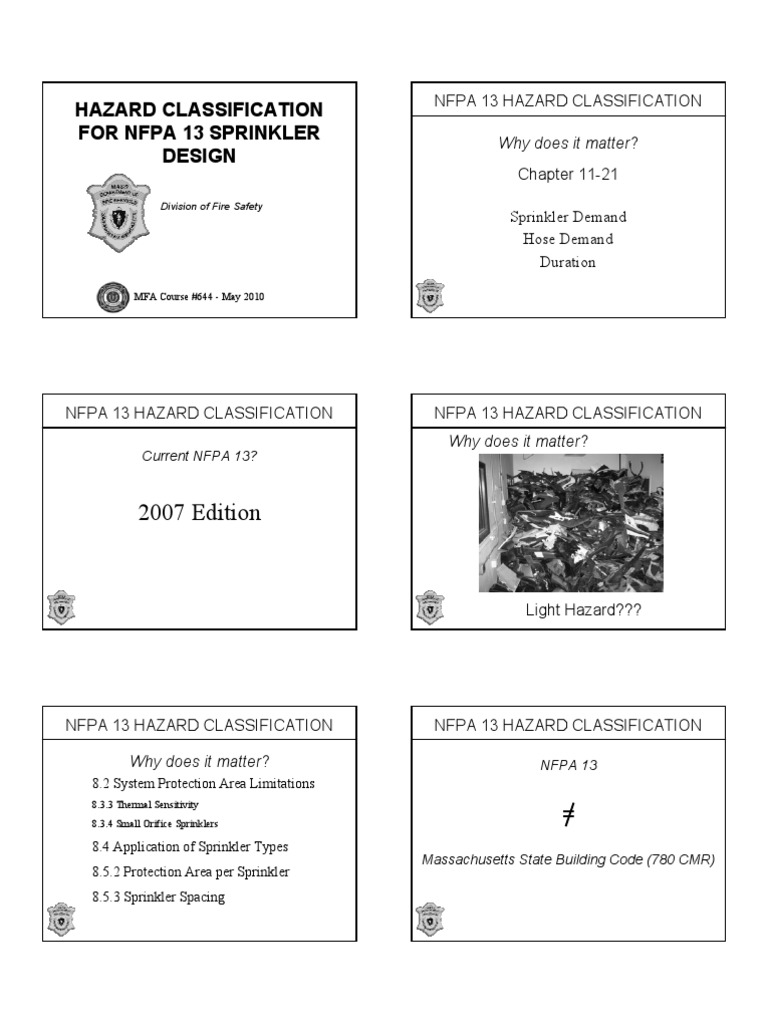 NFPA 13 Hazard Classification Overview | PDF | Fire Sprinkler System ...