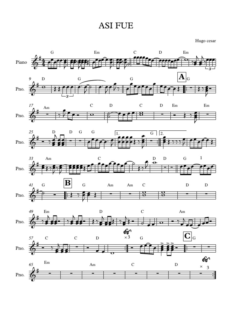 Asi Fue - Partitura y Partes