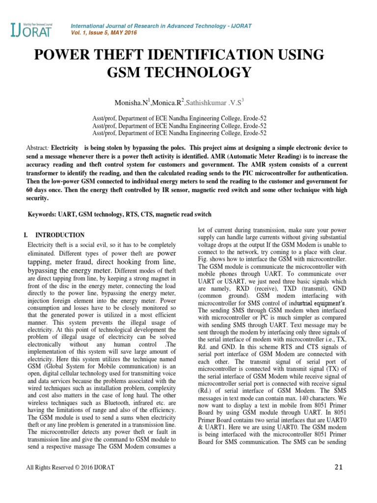Power Theft Identification Using GSM Technology | PDF | Electric Power ...