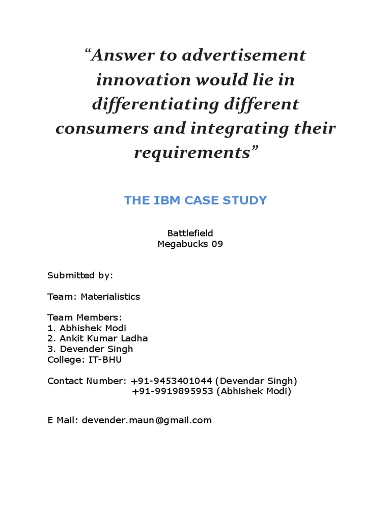 IBM Case Study Solution PDF | PDF | Advertising | Mobile Phones