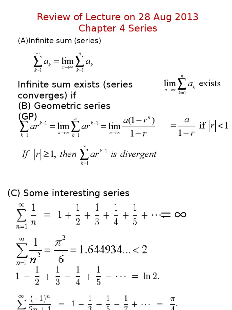 Convergence of Infinite Series Explained | PDF