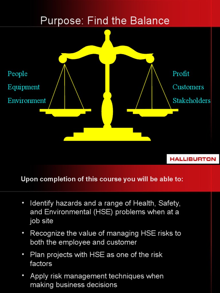 Find Balance in HSE Performance | PDF | Risk Management | Hazards