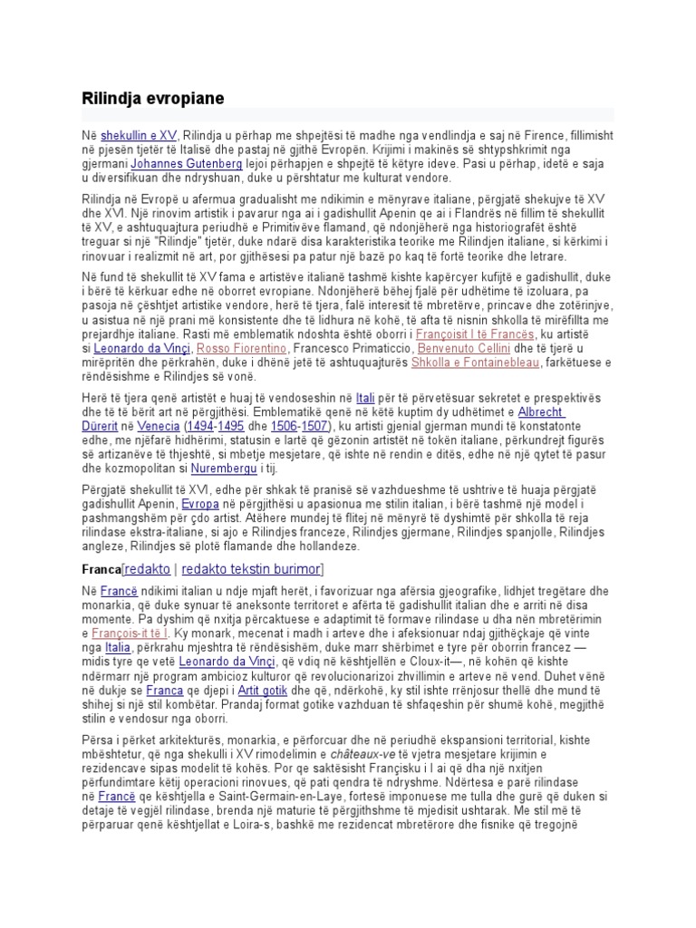 Rilindja Evropiane | PDF