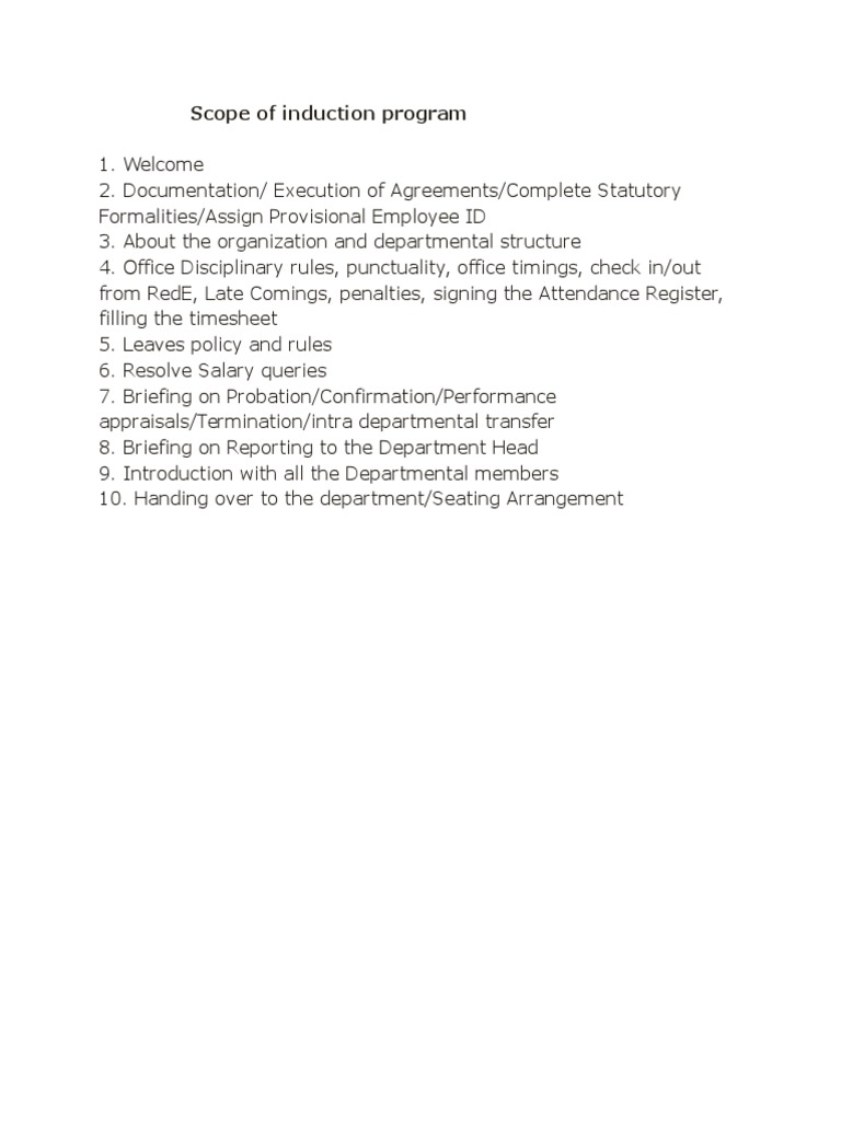 Scope of Induction Program | PDF | Labor | Government