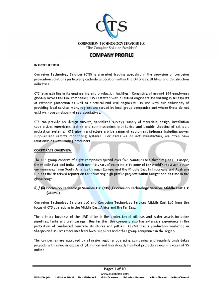 CTS Company Profile Rev0 | PDF | Anode | Chemistry