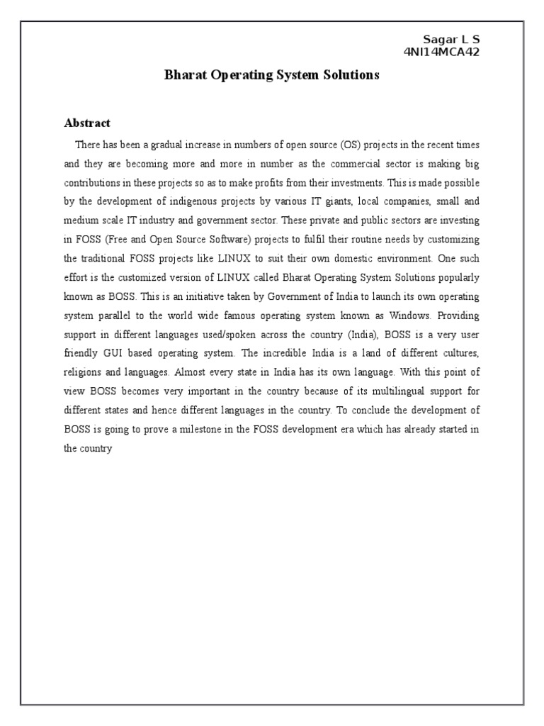 BOSS: India's Multilingual OS | PDF