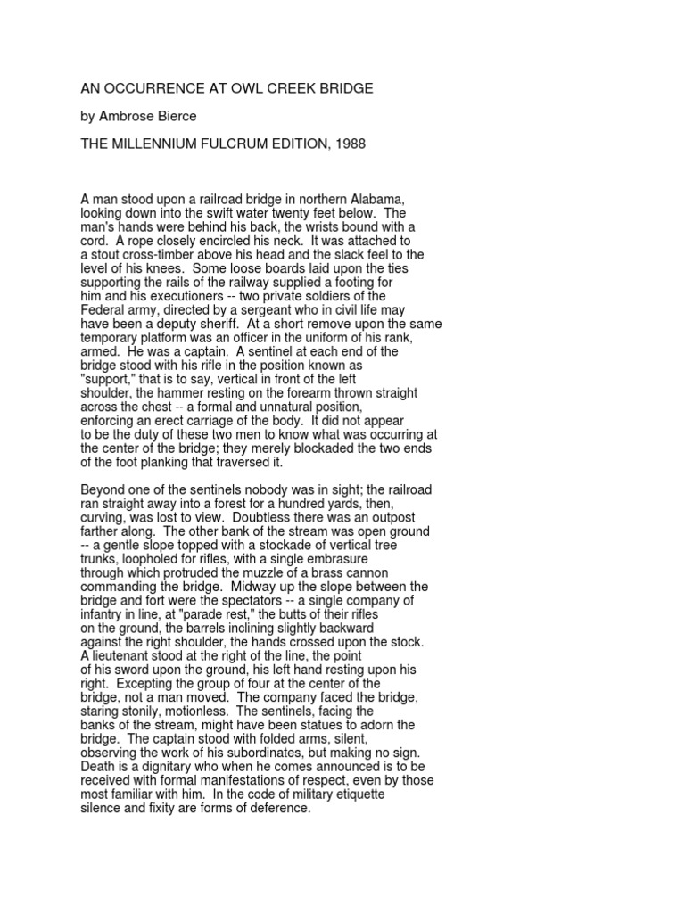An Occurrence at Owl Creek Bridge, by Ambrose Bierce | PDF | Nature