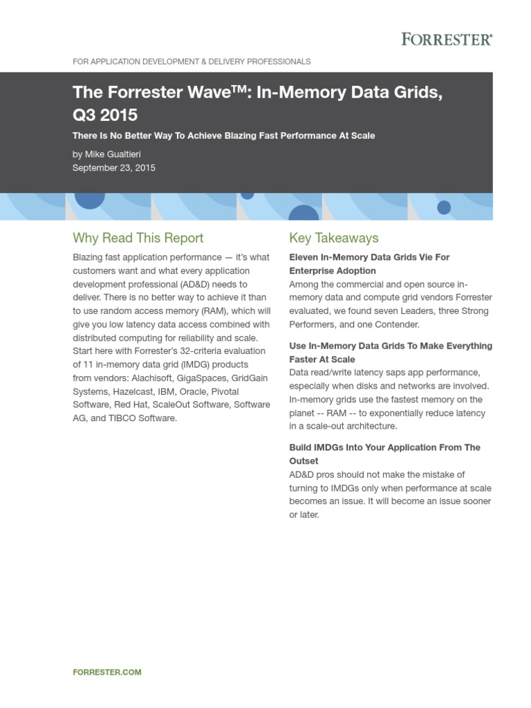 Forrester Wave In-Memory Data Grids | PDF | No Sql | Scalability