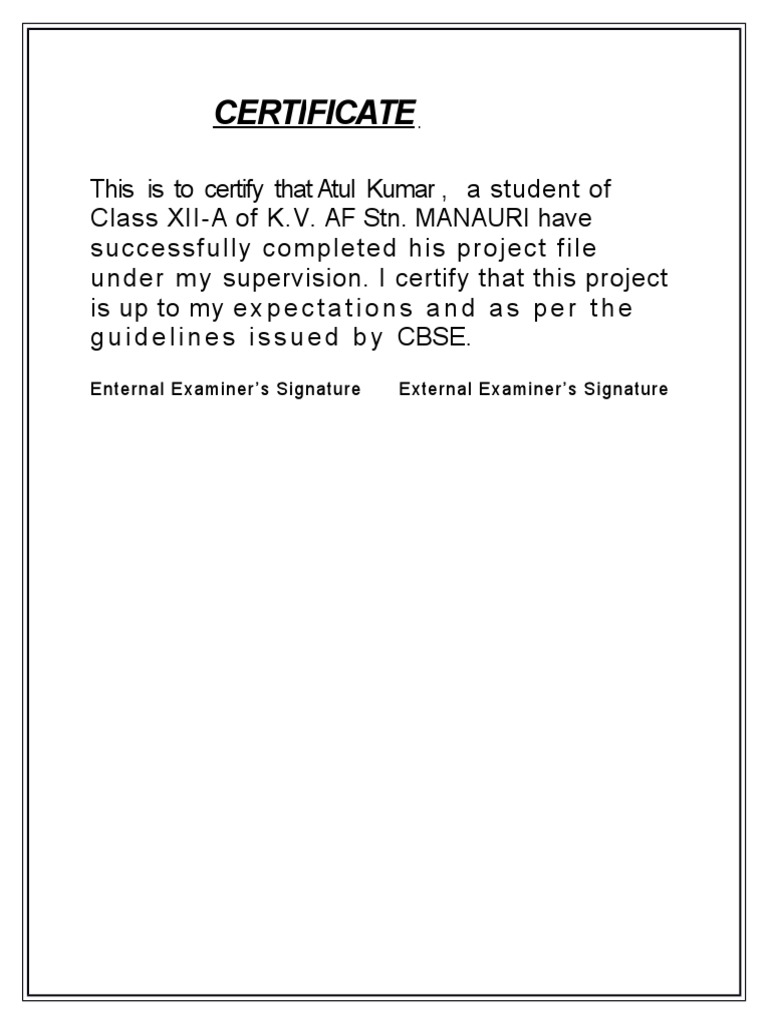 C Erti Ficate: - Enternal Examiner's Signature External Examiner's ...